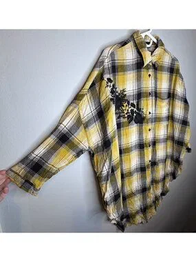 Maeve | Tops | Maeve Anthropologie Yellow And Black Plaid Oversized ...